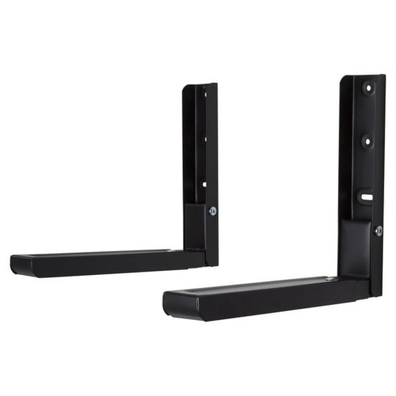 Pemberly Row Steel Universal Wall-Mounted Microwave Brackets in Black ...