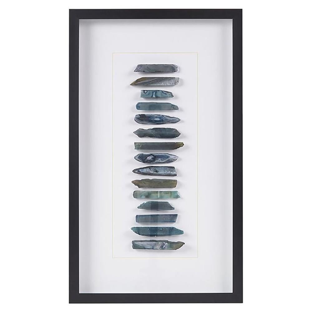 Pemberly Row Stones Real Natural Agate Framed Shadowbox in Blue ...
