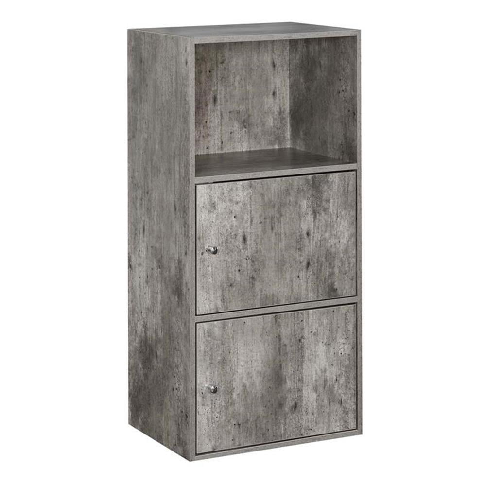 Pemberly Row Storage 2 Door Cabinet in Gray Faux Birch Wood Finish ...