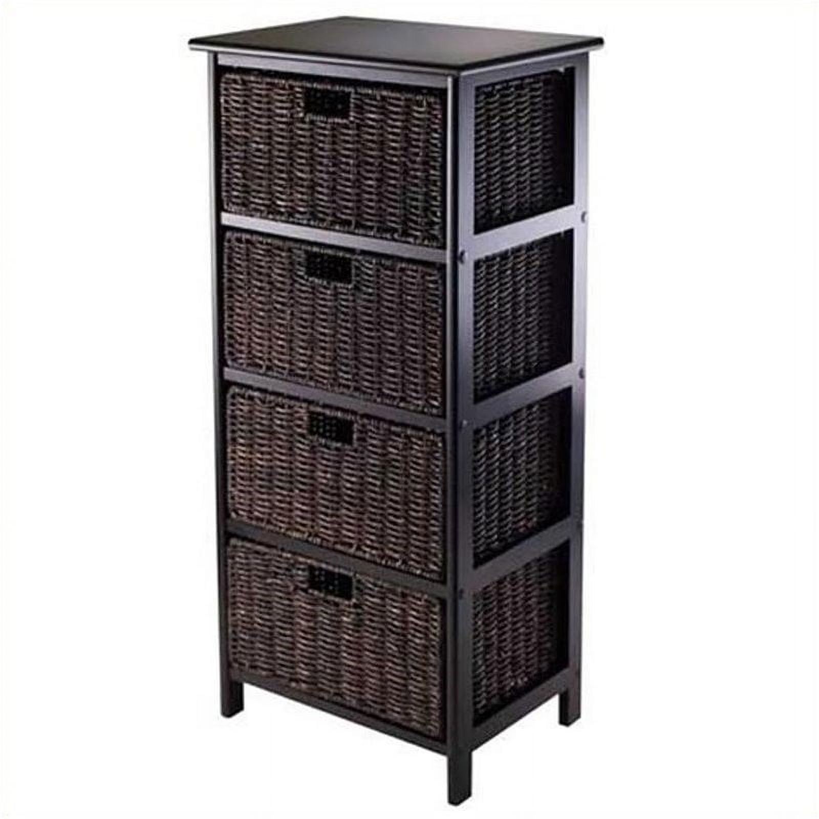 Pemberly Row Storage Rack with 4 Foldable Baskets in Black - Walmart.com