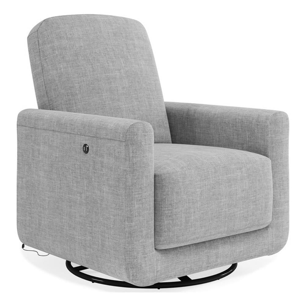 Pemberly Row Swivel Accent Chair with USB Charger in Light Gray Linen ...