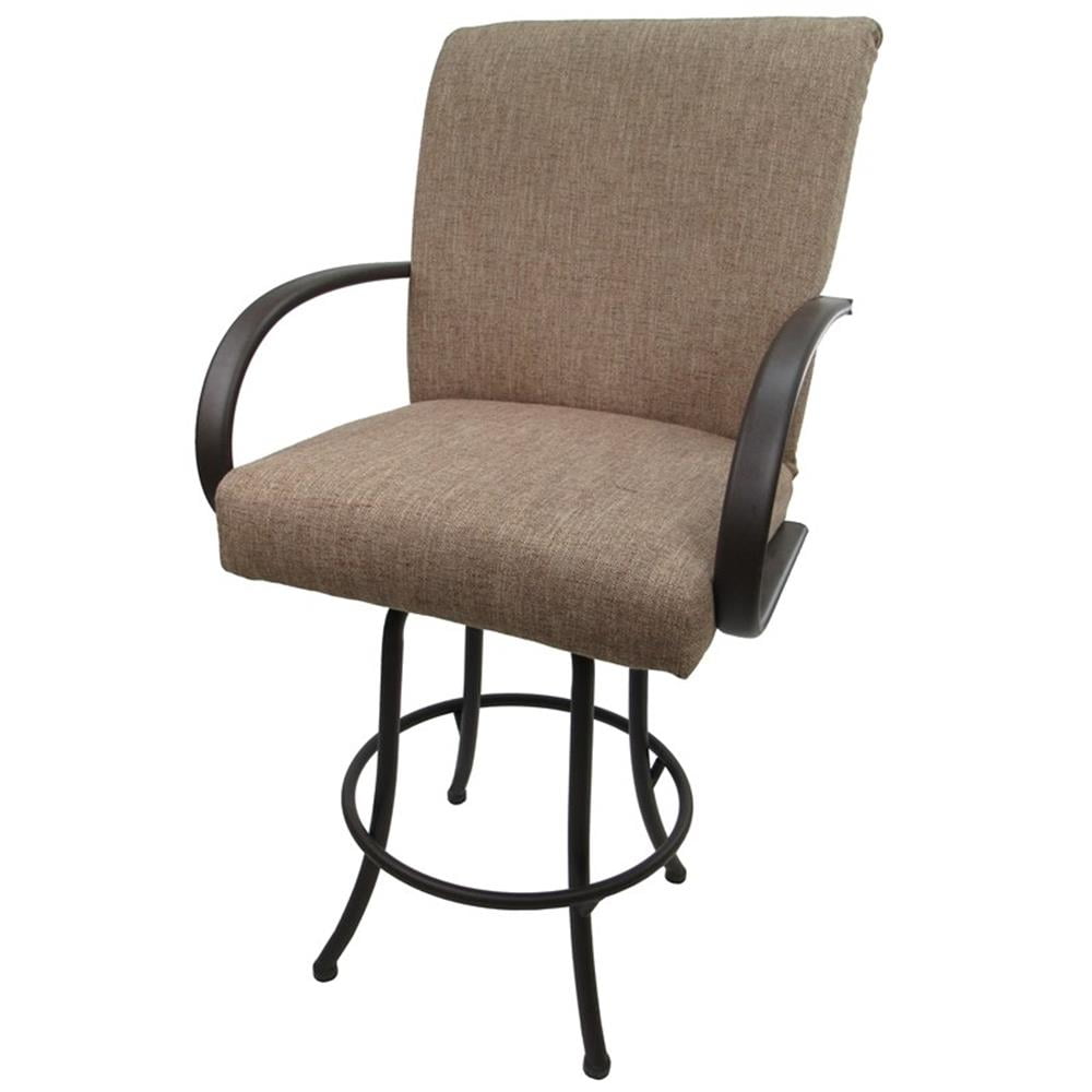 Pemberly Row Swivel Counter 26" Bar Stool - Basin Beige Fabric Brown ...