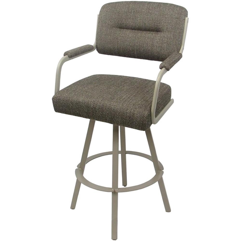 Pemberly Row Swivel Counter Metal Bar Stool 26" in Cocoa Fabric Beige ...