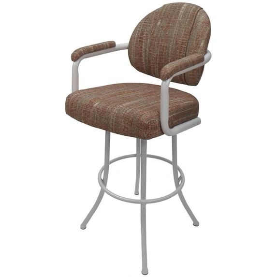 Pemberly Row Swivel Counter Metal Bar Stool 26" in Red Fabric White ...