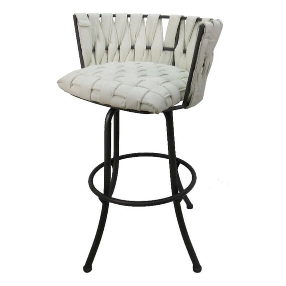 Pemberly Row Swivel Counter Stool 26" Seat in White Vinyl Gray Metal ...