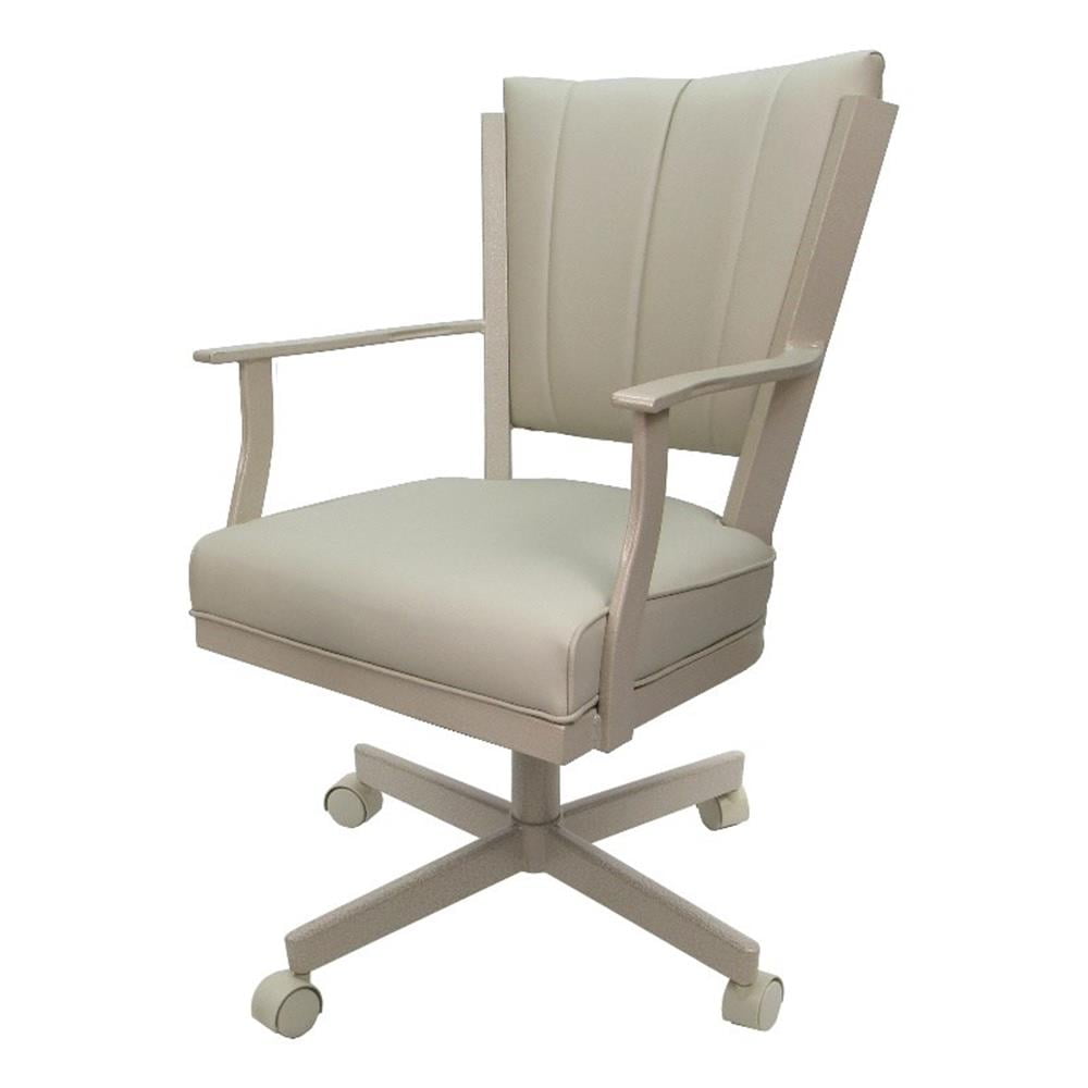 Pemberly Row Swivel Metal Dining Caster Chair - Ocean Beige Vinyl ...