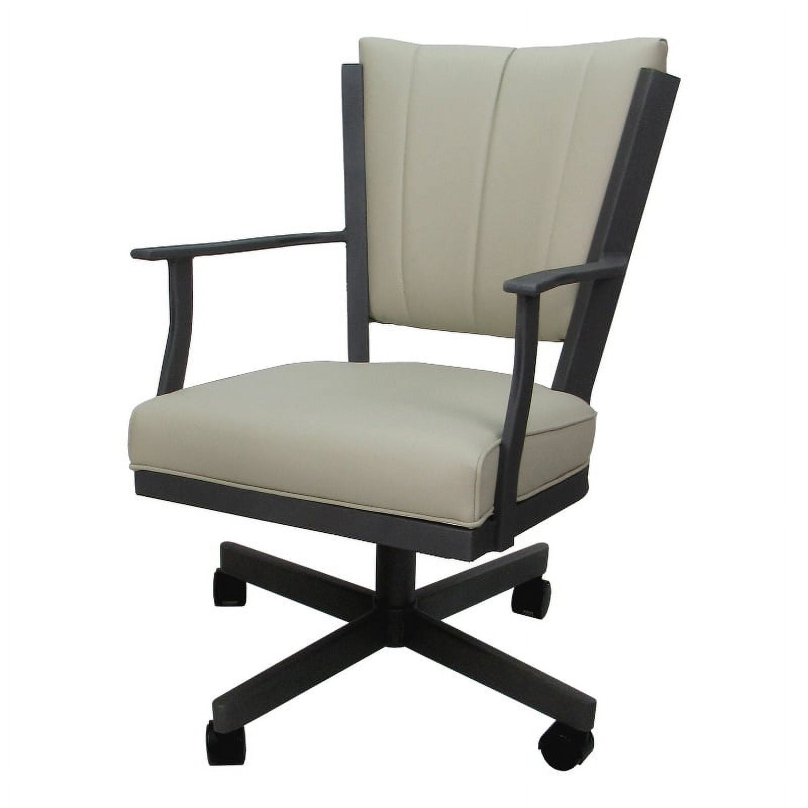 Pemberly Row Swivel Metal Dining Caster Chair - Ocean Beige Vinyl ...