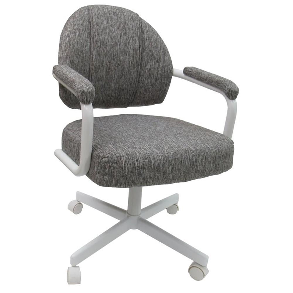 Pemberly Row Swivel Tilt Dining Caster Chair with Arms in Gray Fabric ...