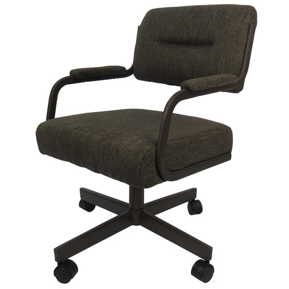 Pemberly Row Swivel Tilt Kitchen Caster Chair with Wheels in Brown ...