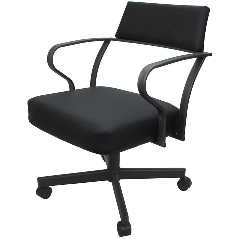Pemberly Row Swivel Tilt Metal Dining Caster Chair-Black vinyl- Gray ...