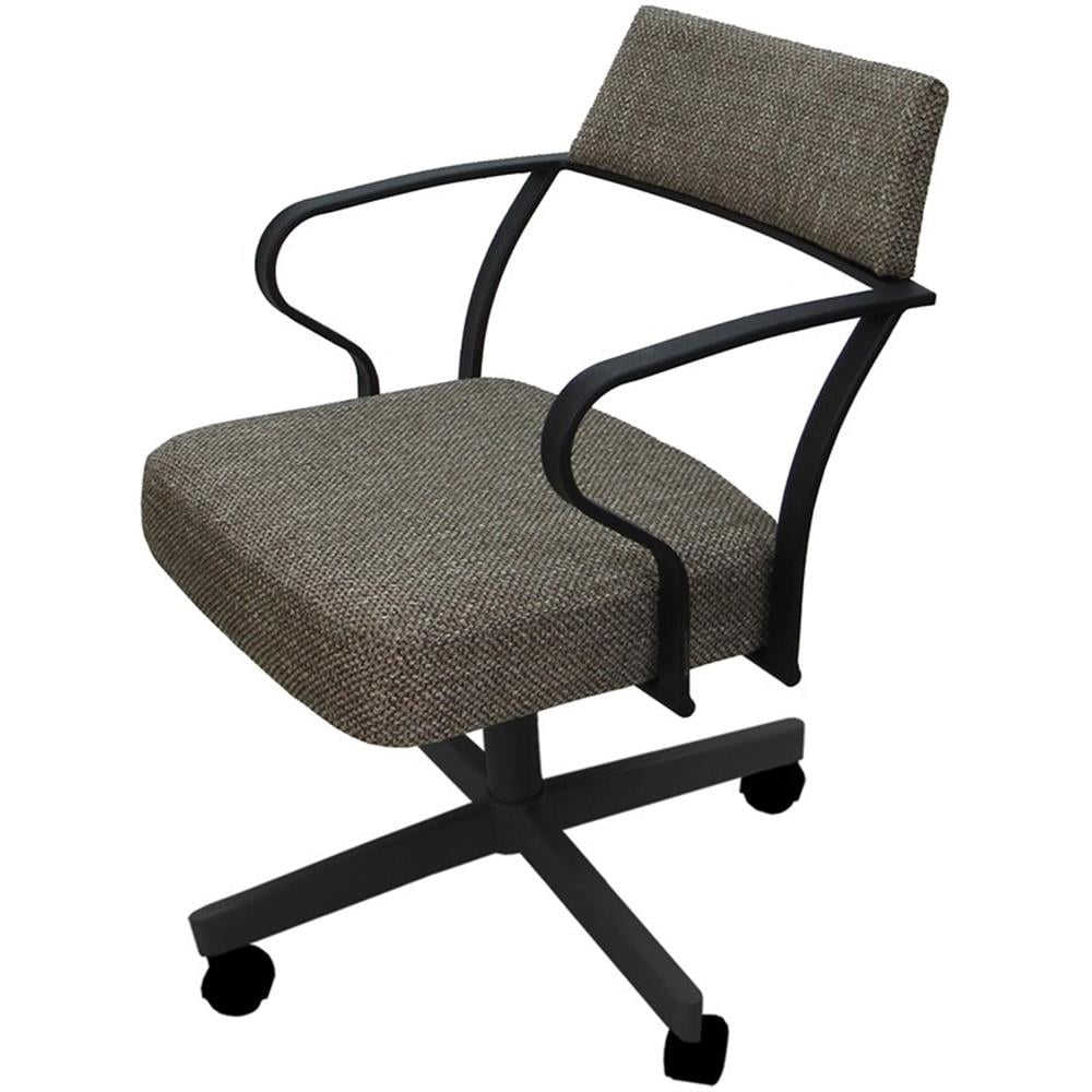 Pemberly Row Swivel Tilt Metal Dining Caster Chair - Brown - Gray Frame ...