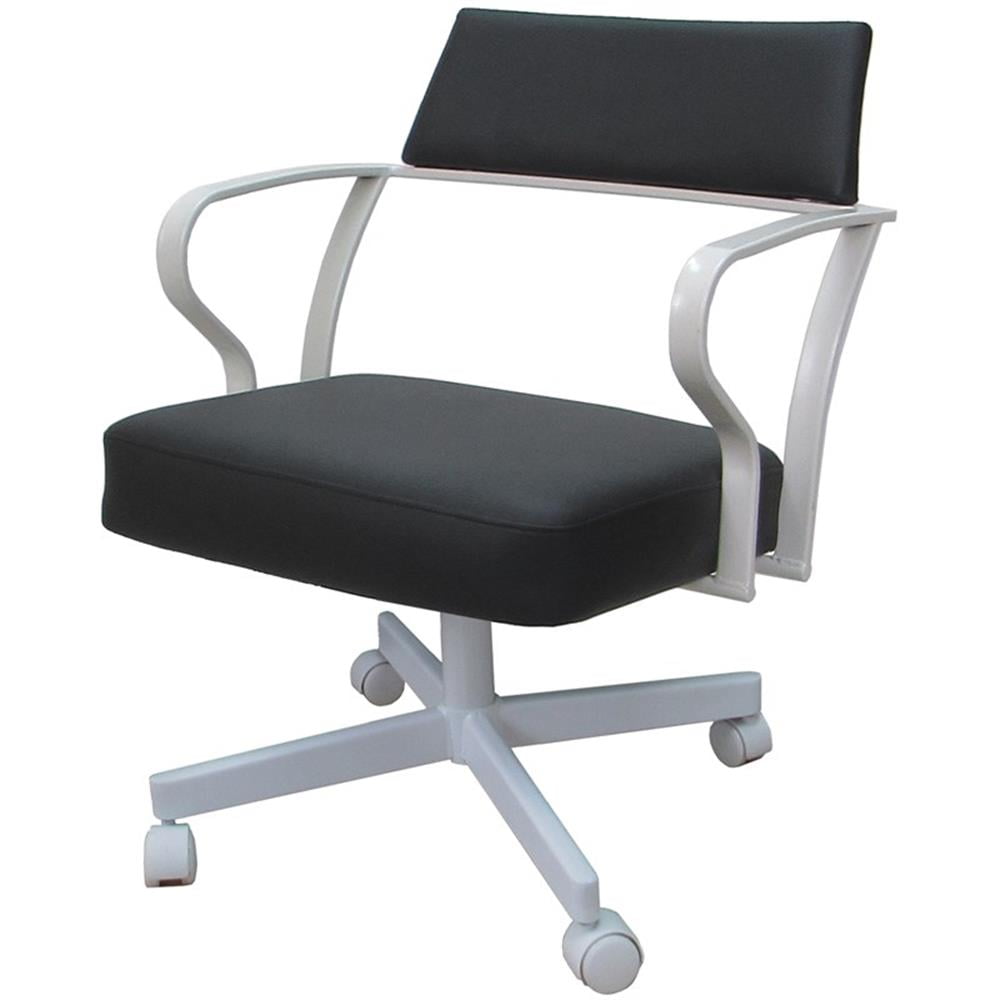 Pemberly Row Swivel Tilt Metal Dining Caster Chair - Gray - White Frame ...