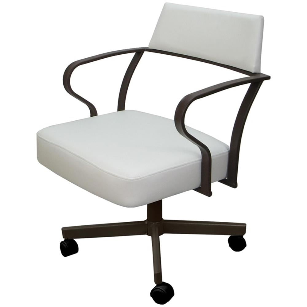 Pemberly Row Swivel Tilt Metal Dining Caster Chair - White - Brown ...