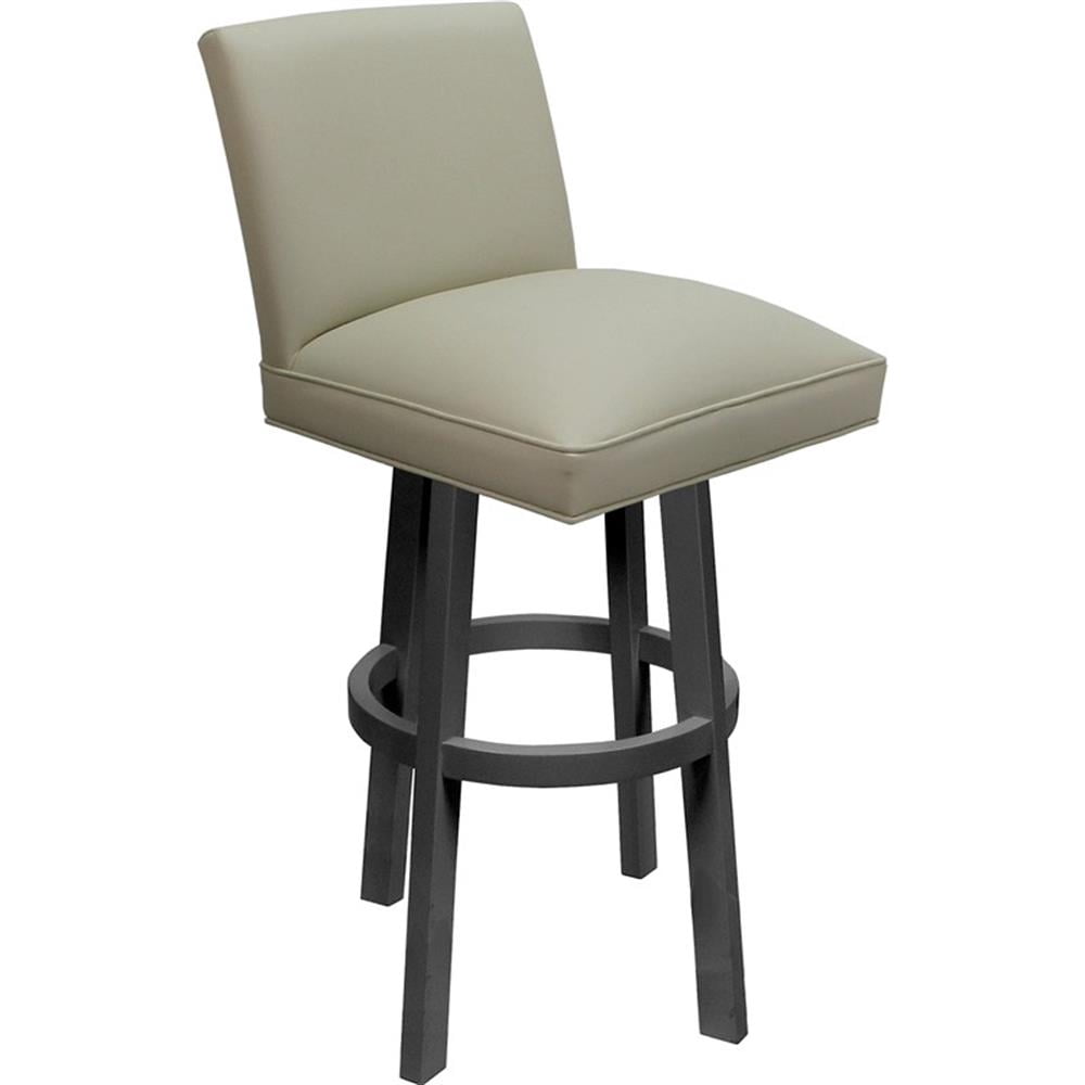 Pemberly Row Swivel Wood Bar Stool 30" Seat in Ocean Beige Vinyl Gray ...