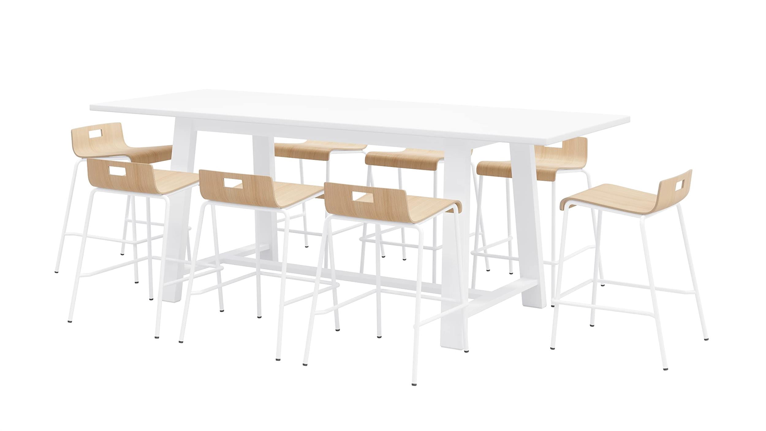 Pemberly Row Table and 8 Counter Stools Set in Natural/White - Walmart.com