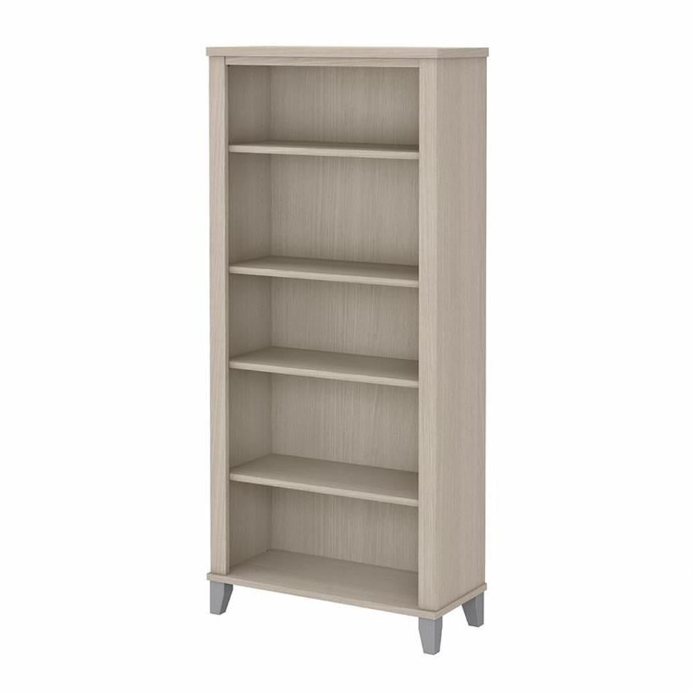 Pemberly Row Tall 5 Shelf Bookcase in Sand Oak - Engineered Wood ...