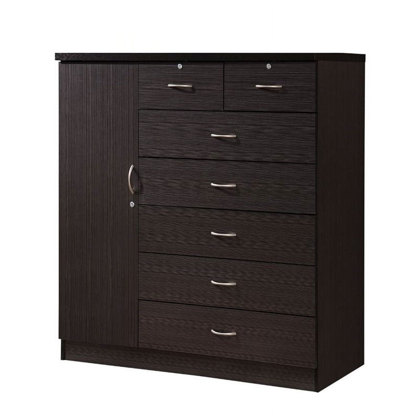 Pemberly Row Tall 7 Drawer Chest with 2 Locking Drawers in Chocolate ...