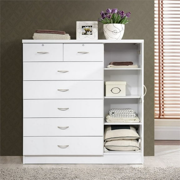Pemberly Row Modern 6-Drawer Solid Wood Dresser in Cherry Oak - Walmart.com
