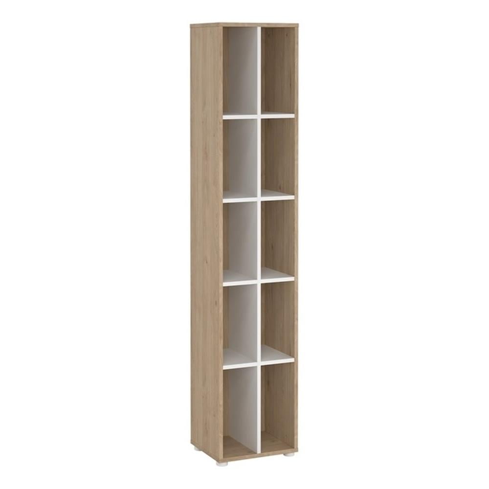 Pemberly Row Tall Bookcase 10 Shelf Open Storage Bookshelf in Hickory ...