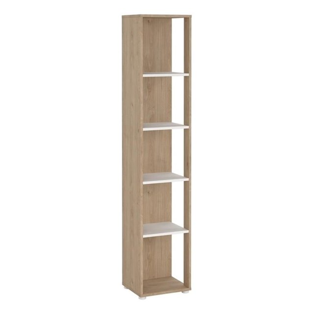 Pemberly Row Tall Open Storage 5 Shelf Bookcase in Hickory and White ...