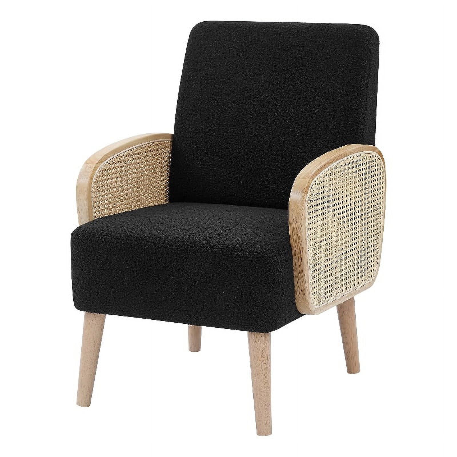 Pemberly Row Teddy Fleece Fabric Demarest Accent Chair in Black Color ...