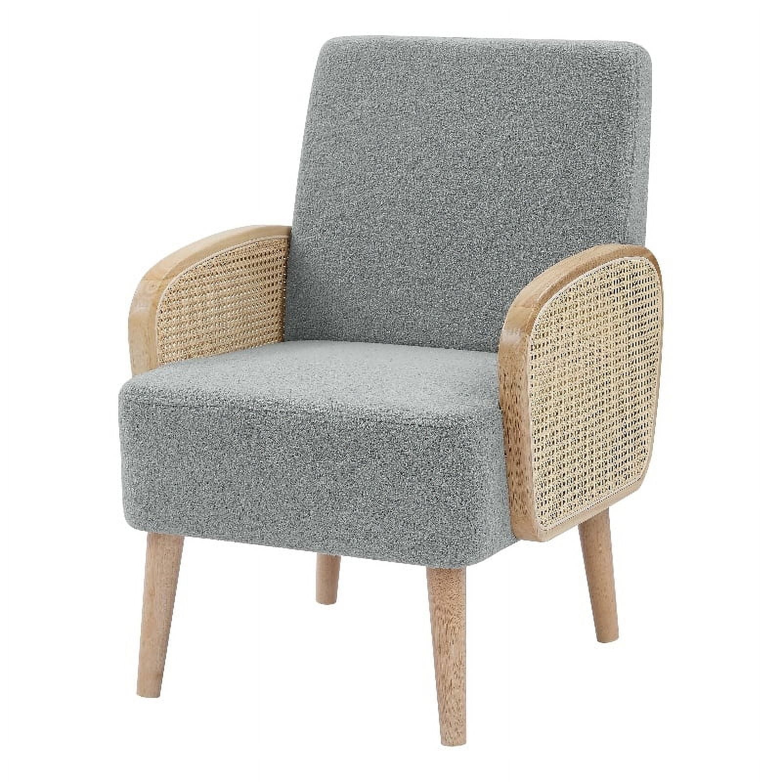 Pemberly Row Teddy Fleece Fabric Demarest Accent Chair in Gray Color ...