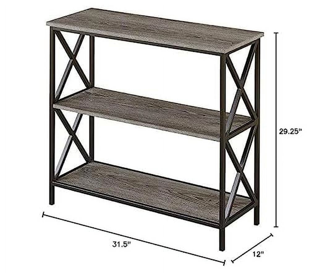 Pemberly Row Three-Tier Bookcase in Weathered Gray Wood Finish ...