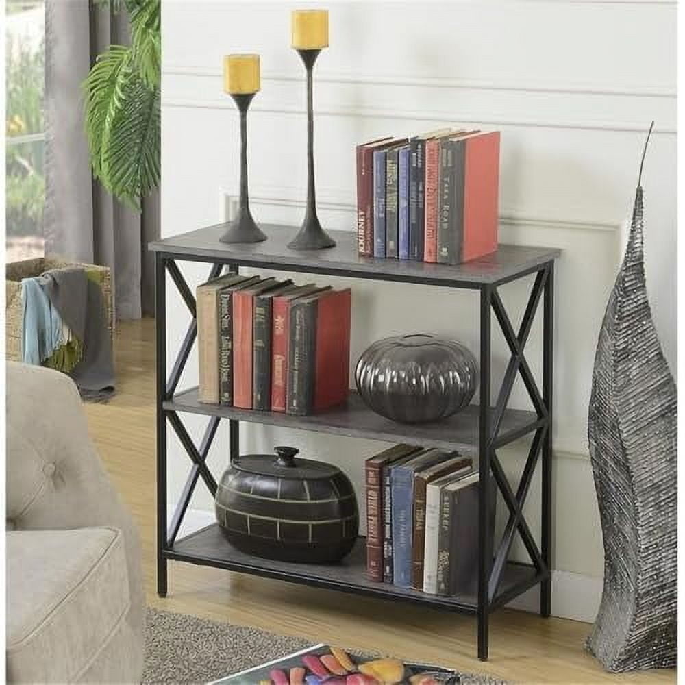 Pemberly Row Three-Tier Bookcase in Weathered Gray Wood Finish ...