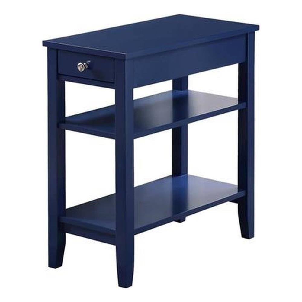 Pemberly Row Three-Tier End Table With Drawer in Blue Wood Finish ...