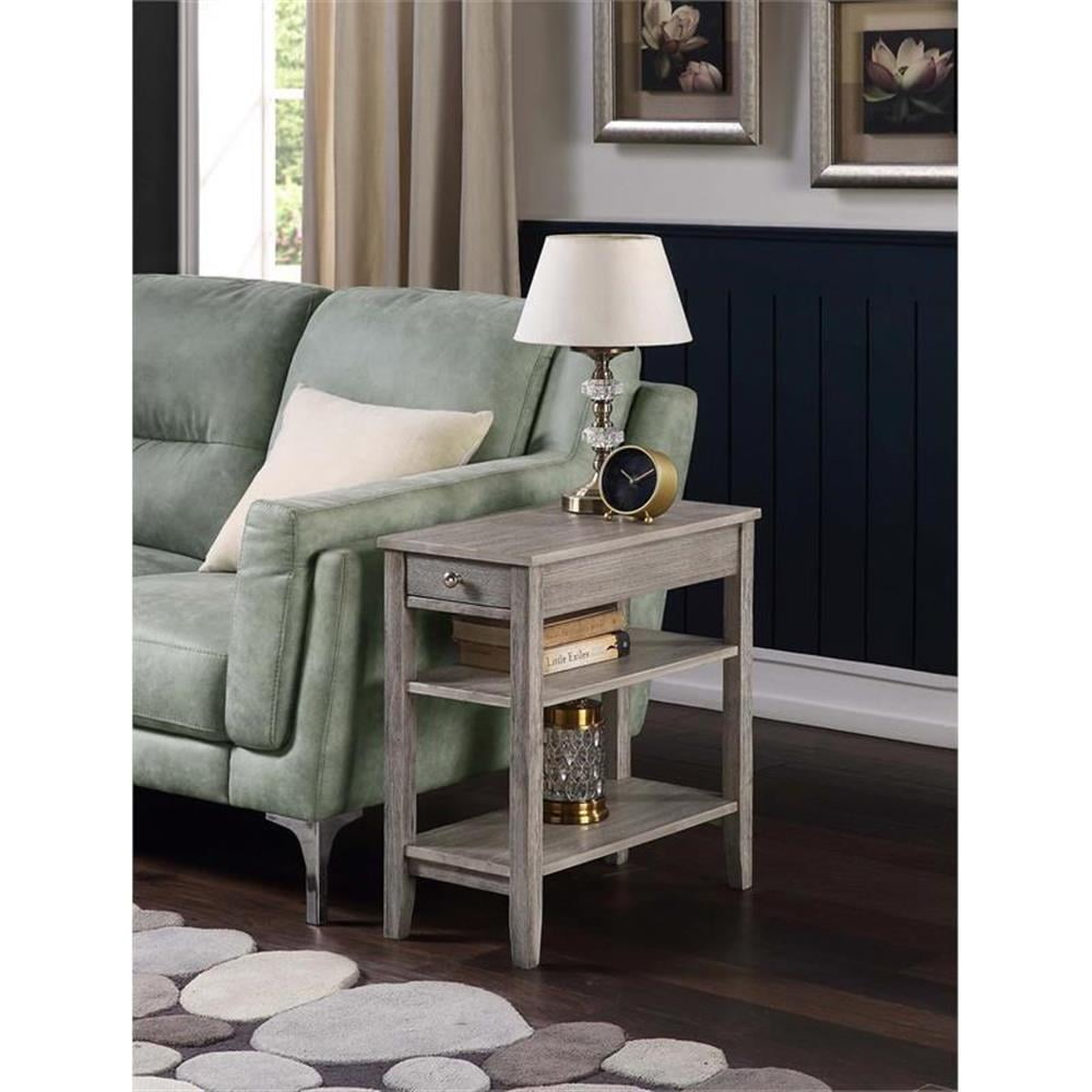 Pemberly Row Three Tier End Table With Drawer in Gray Wood Finish ...