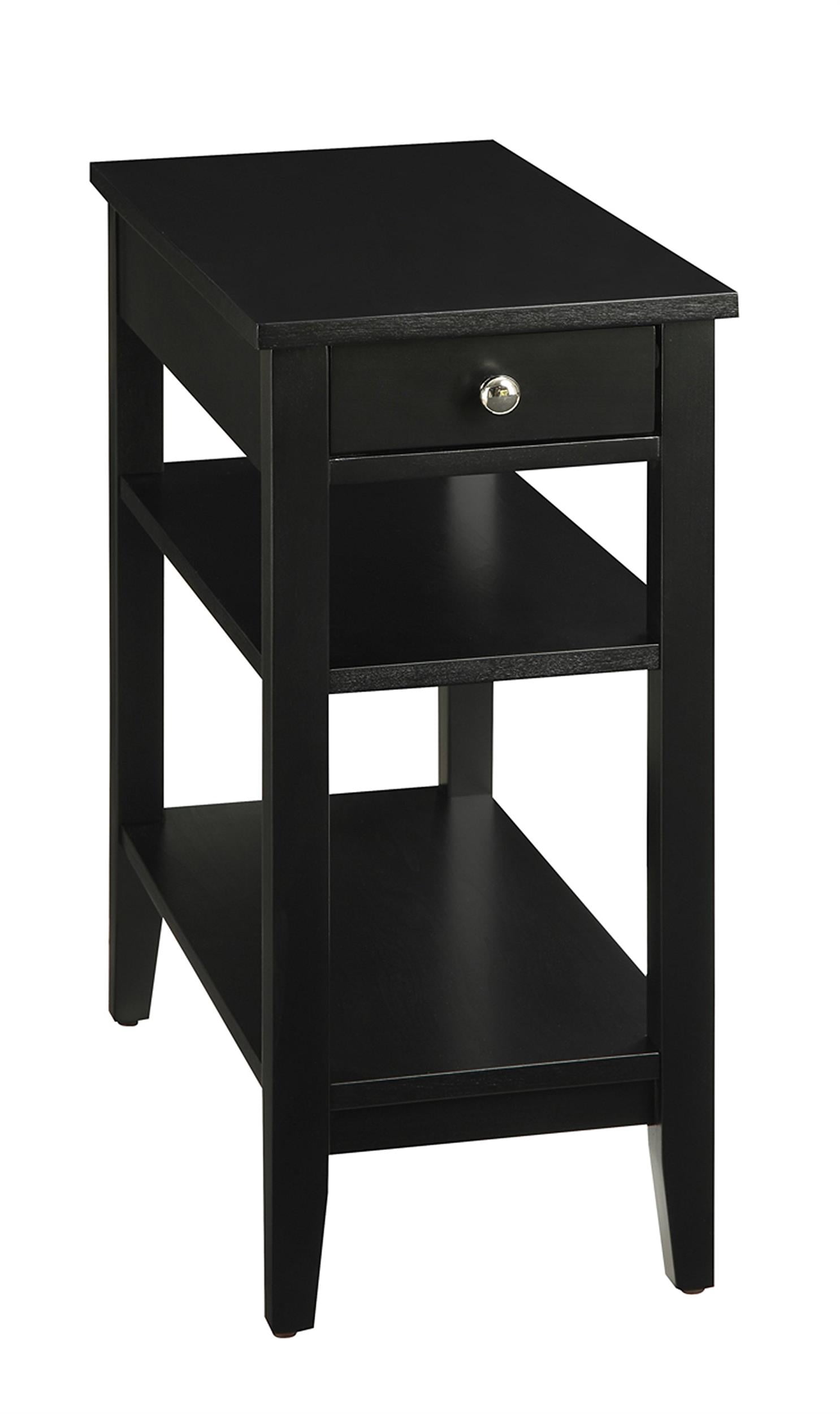 Pemberly Row Three-Tier End Table with Drawer in Black Wood Finish ...