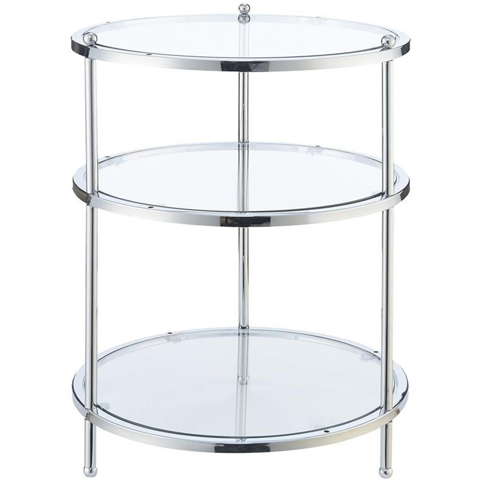 Pemberly Row Three-Tier Round Contemporary Metal End Table in Chrome ...