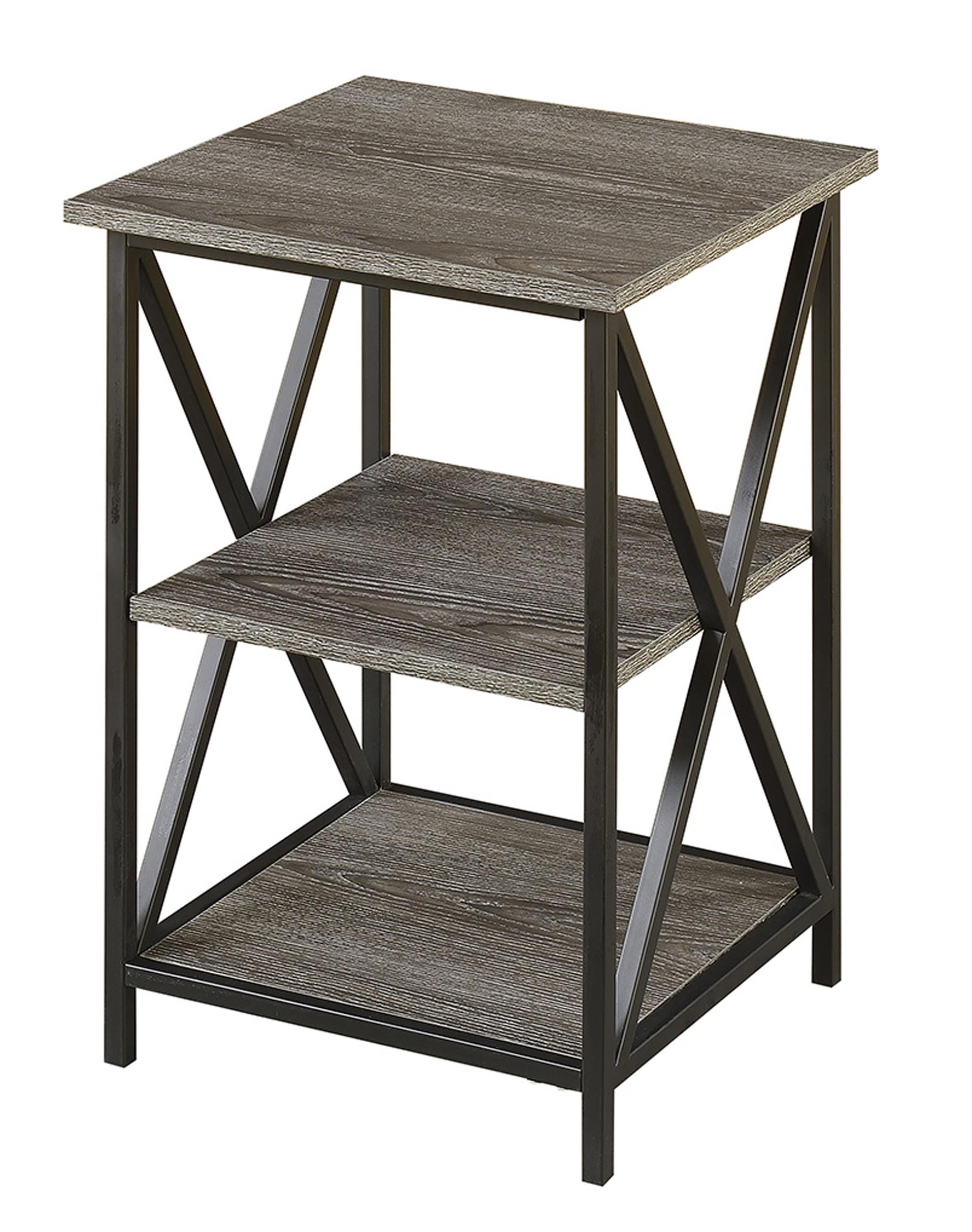 Pemberly Row Three-Tier Transitional Wood End Table in Weathered Gray ...