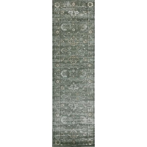 Pemberly Row Traditional 2'2" x 7'7" Rectangular Fabric Rug in Green ...