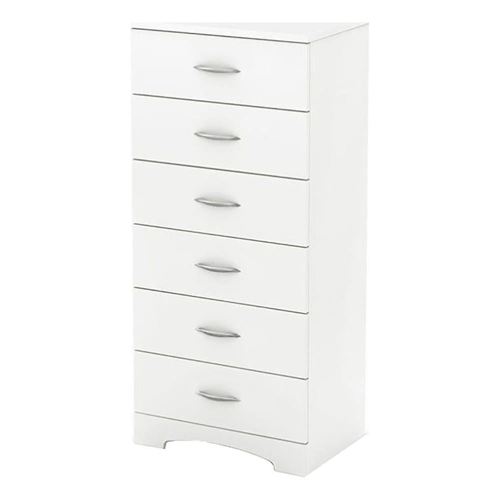 Pemberly Row Traditional 6-Drawer Wood Single Chest in Pure White ...