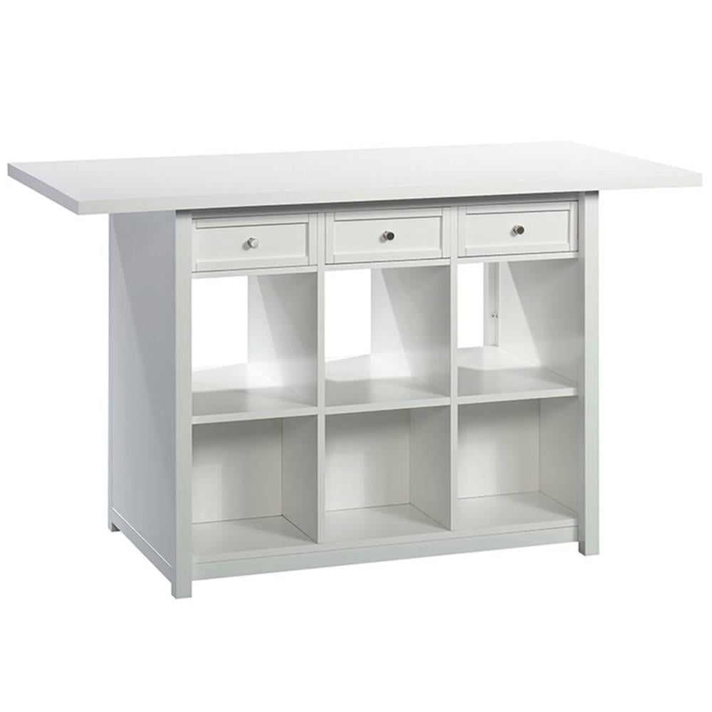 Pemberly Row Traditional 60inches Crafts Table in White Finish ...