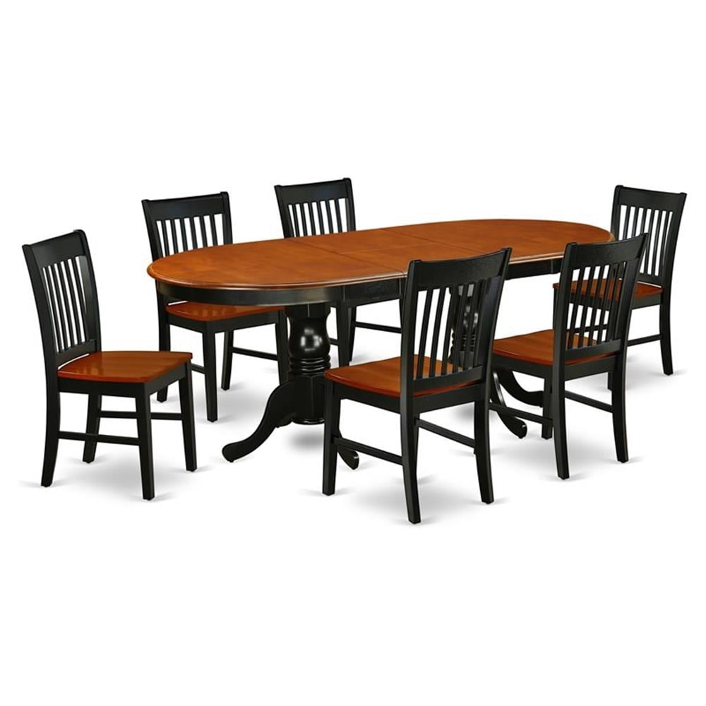 Pemberly Row Traditional 7-piece Wood Kitchen Set in Black/Cherry ...