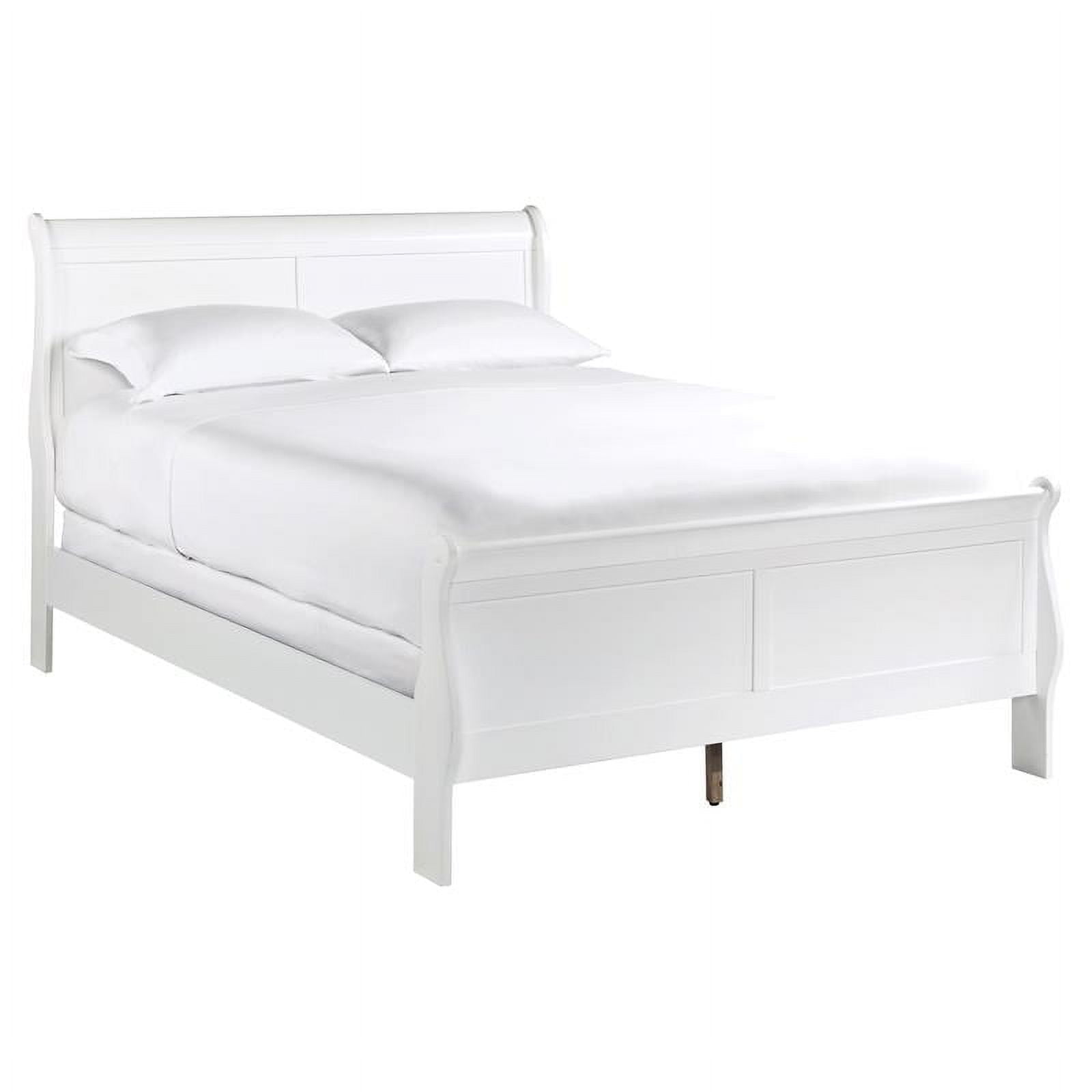 Pemberly Row Traditional Engineered Wood Full Sleigh Bed in White ...