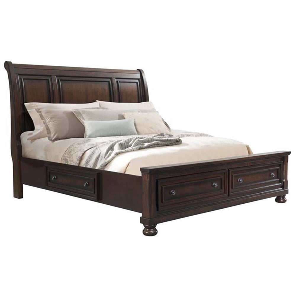 Pemberly Row Traditional Engineered Wood King Storage Panel Bed Walnut ...