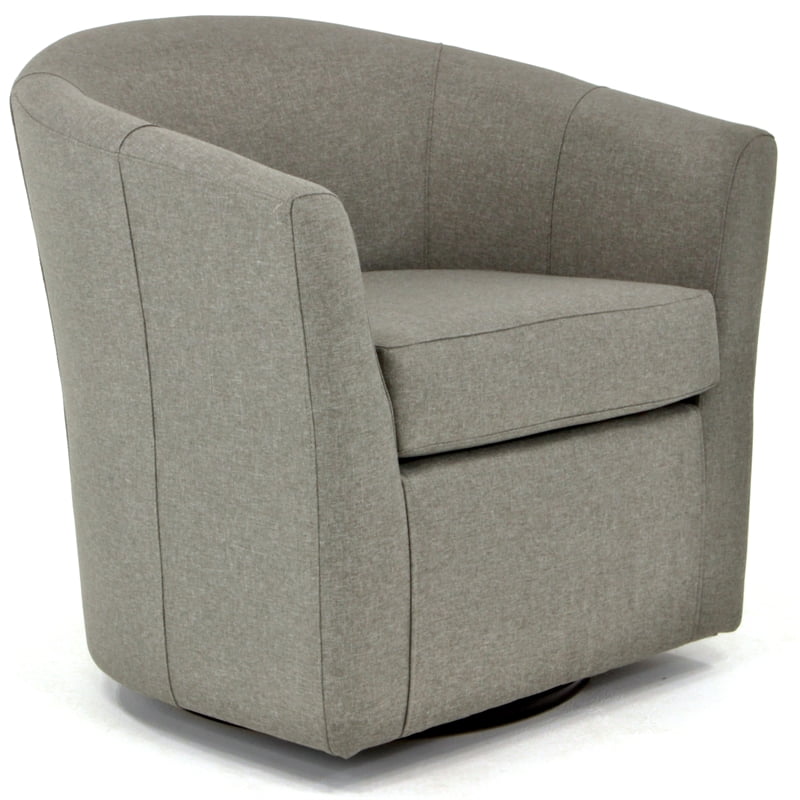 Pemberly Row Traditional Fabric Swivel Club Chair in Gray Finish ...