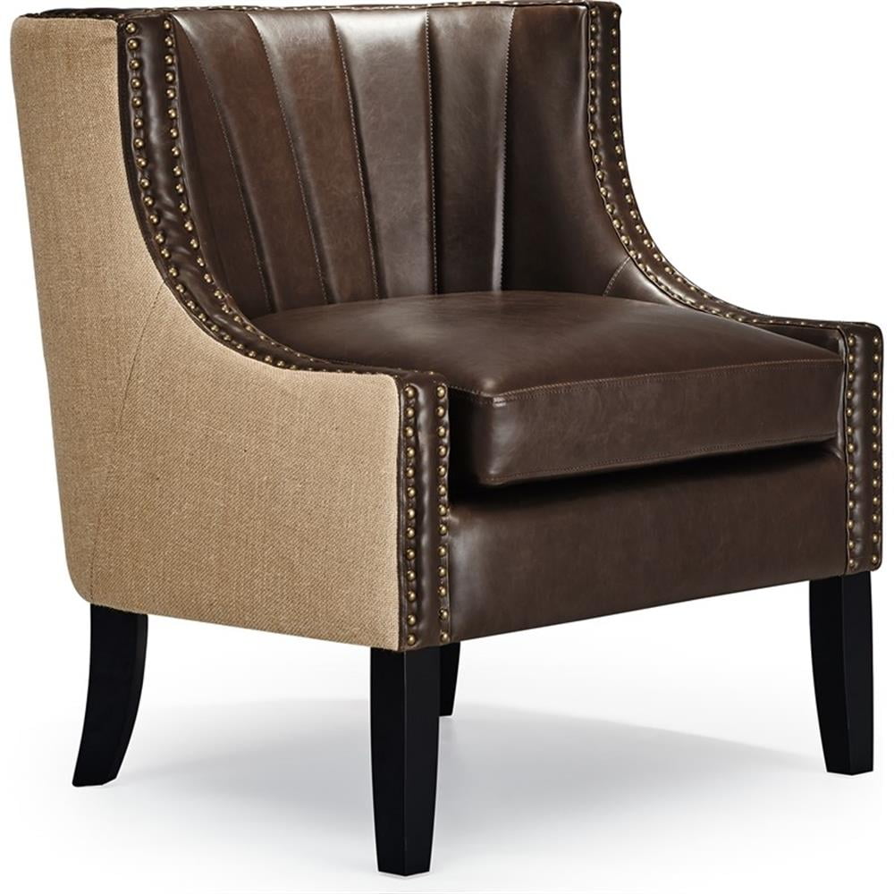 Pemberly Row Traditional Faux Leather Club Accent Chair Brown - Walmart.com