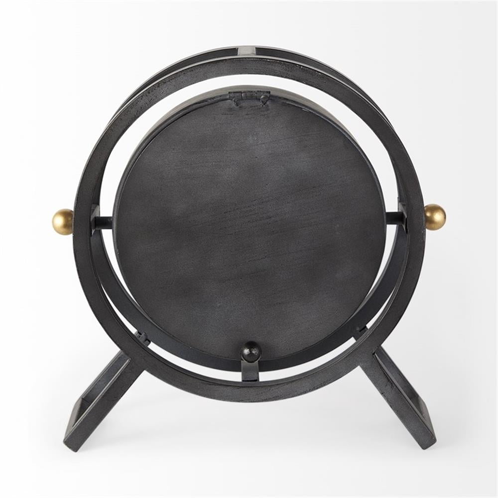 Pemberly Row Traditional Gray Finish Metal Circular Table Clock ...