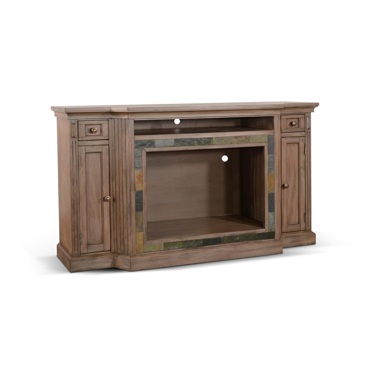 Pemberly Row Traditional Mahogany Wood TV Console in Buckskin/Brown ...