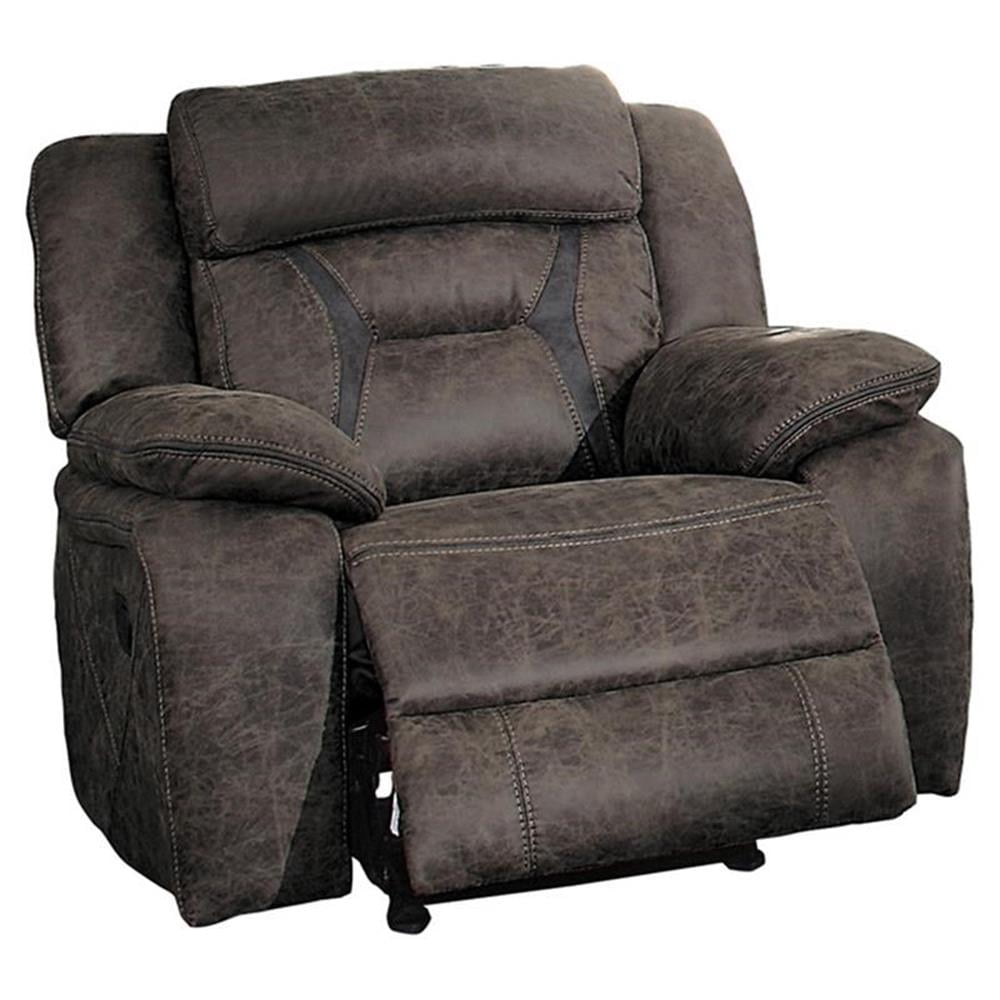 Pemberly Row Traditional Microfiber Glider Reclining Chair in Dark ...