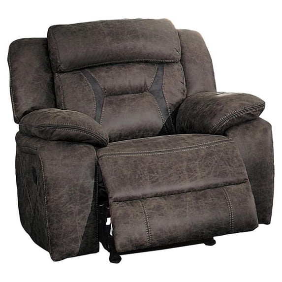 Pemberly Row Traditional Microfiber Glider Reclining Chair in Dark ...