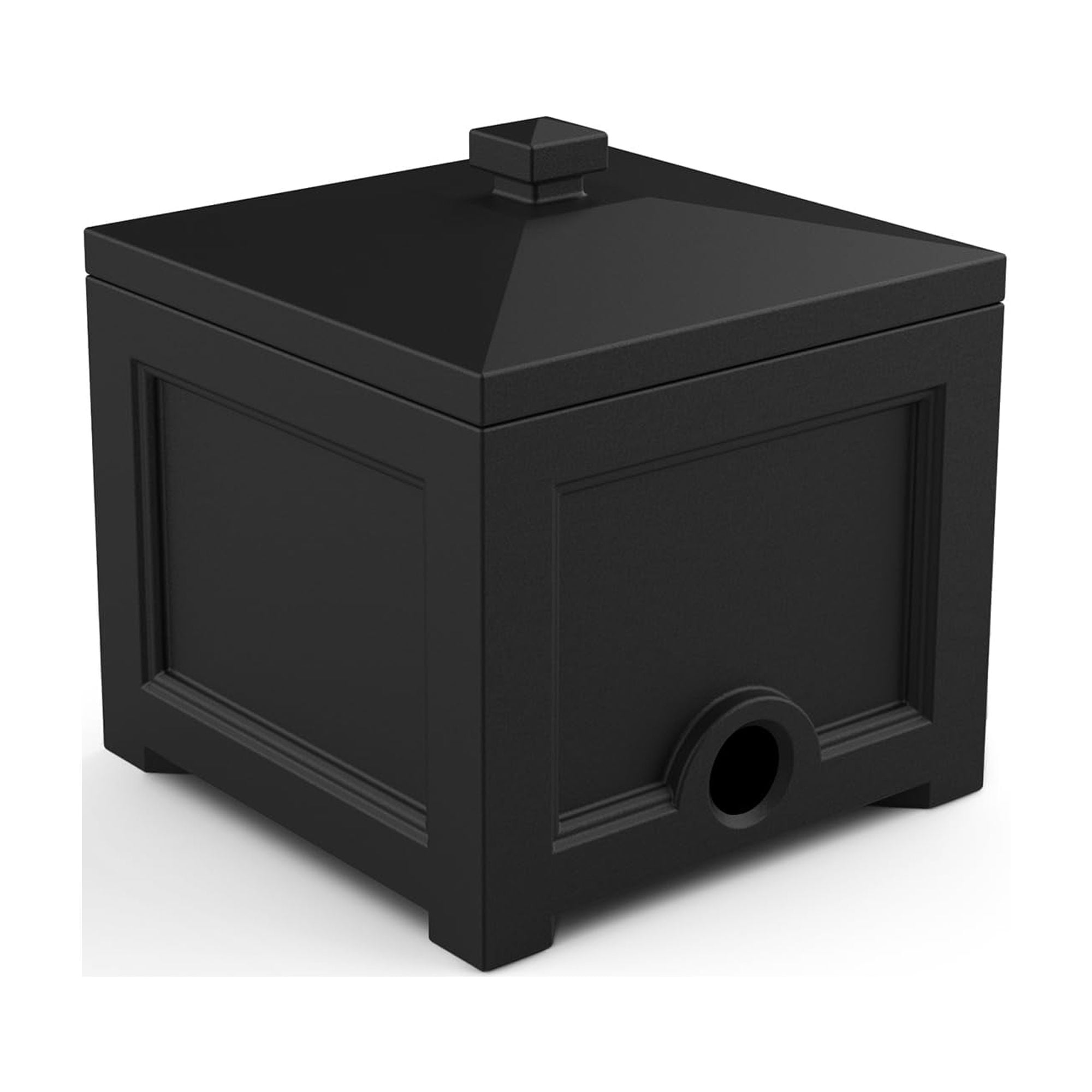 Pemberly Row Traditional Plastic Garden Hose Bin in Black Finish ...