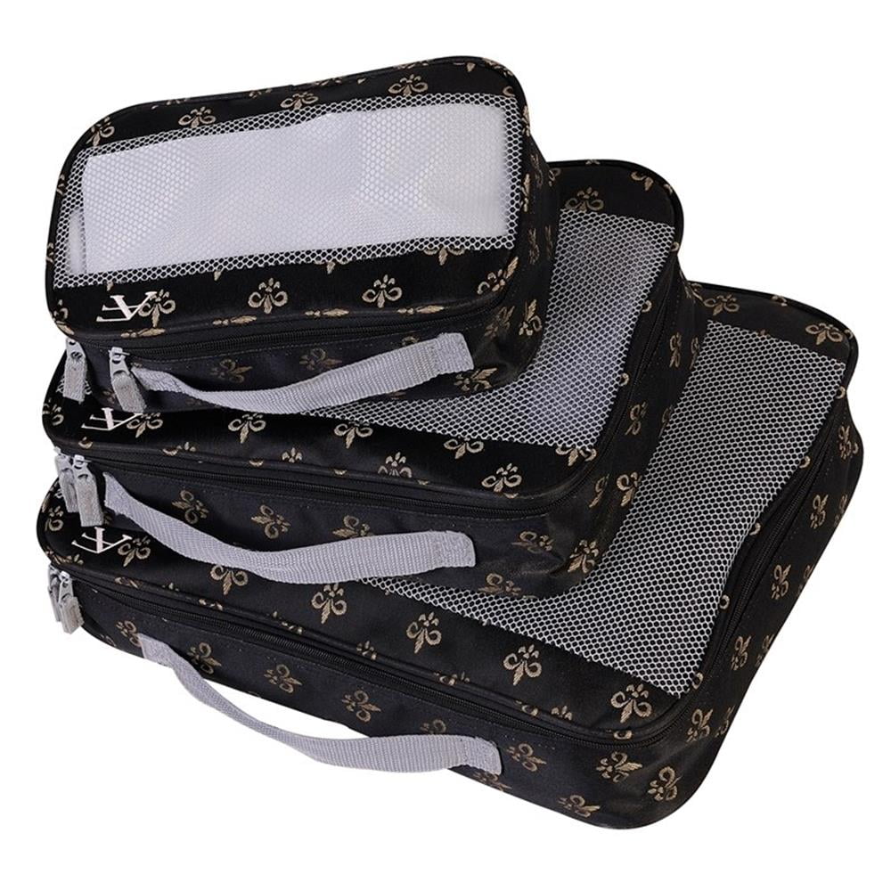 Pemberly Row Traditional Polyester 3 Piece Packing Cubes Set in Brown ...