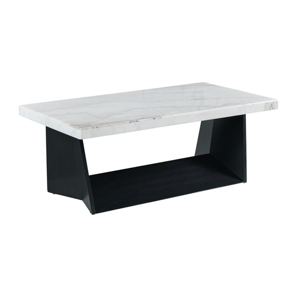 Pemberly Row Traditional Rectangle Coffee Table with White Marble Top ...