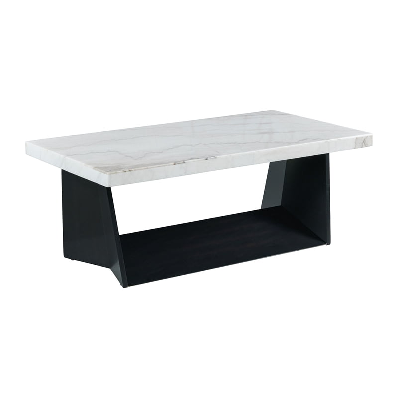 Pemberly Row Traditional Rectangle Coffee Table with White Marble Top ...