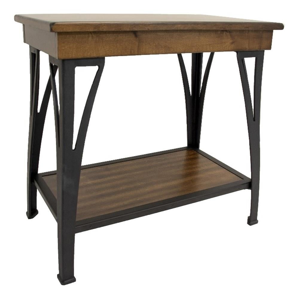 Pemberly Row Traditional Solid Birch Wood Chairside Table in Copper ...